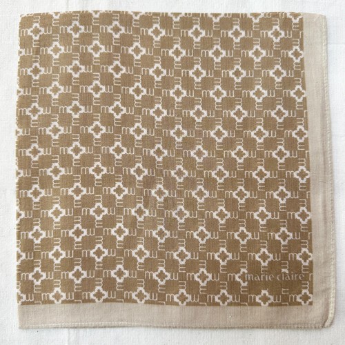 Vintage Handkerchief Brown Cotton Geometric Cross Pattern Art Pocket ...