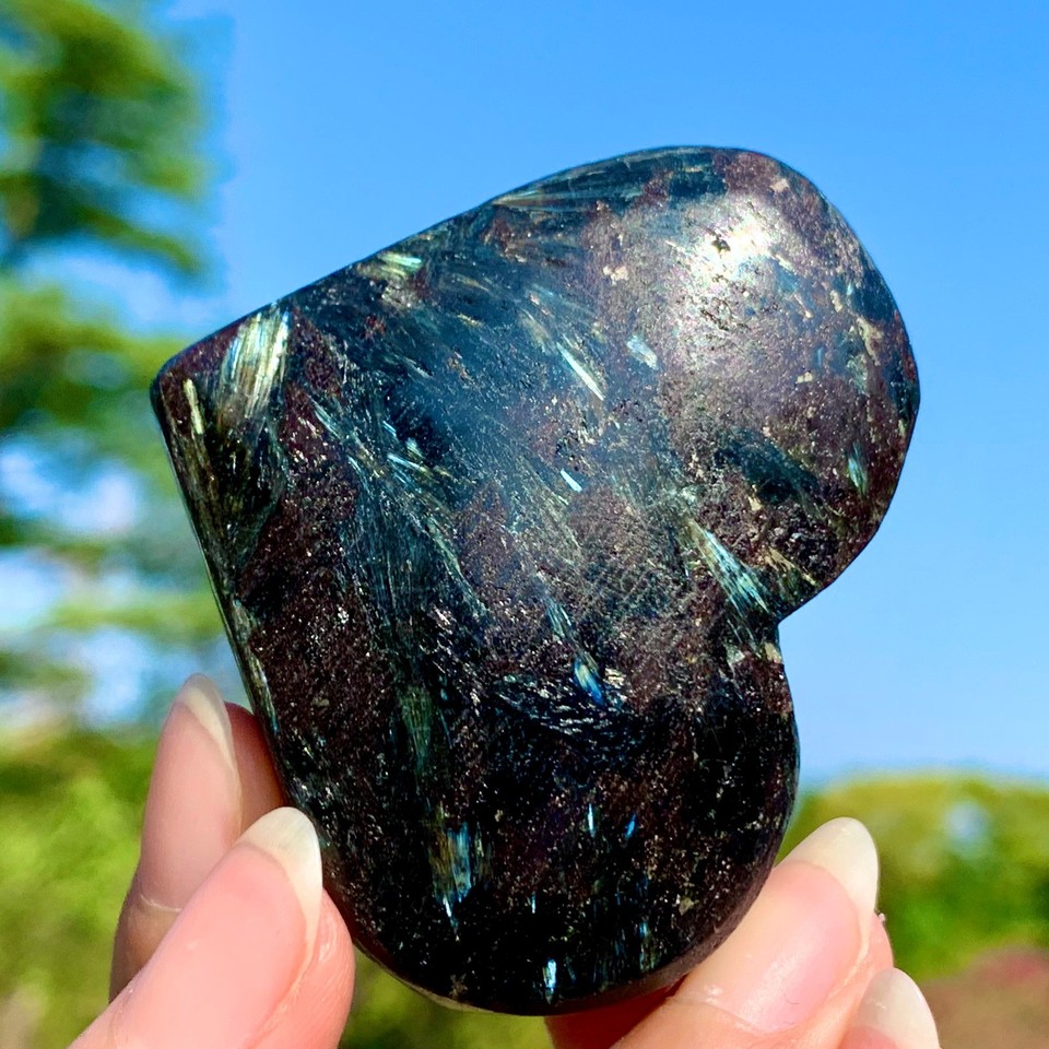 100G Natural Fireworks Garnet Quartz Carved Heart-Shaped Crystal Reiki ...