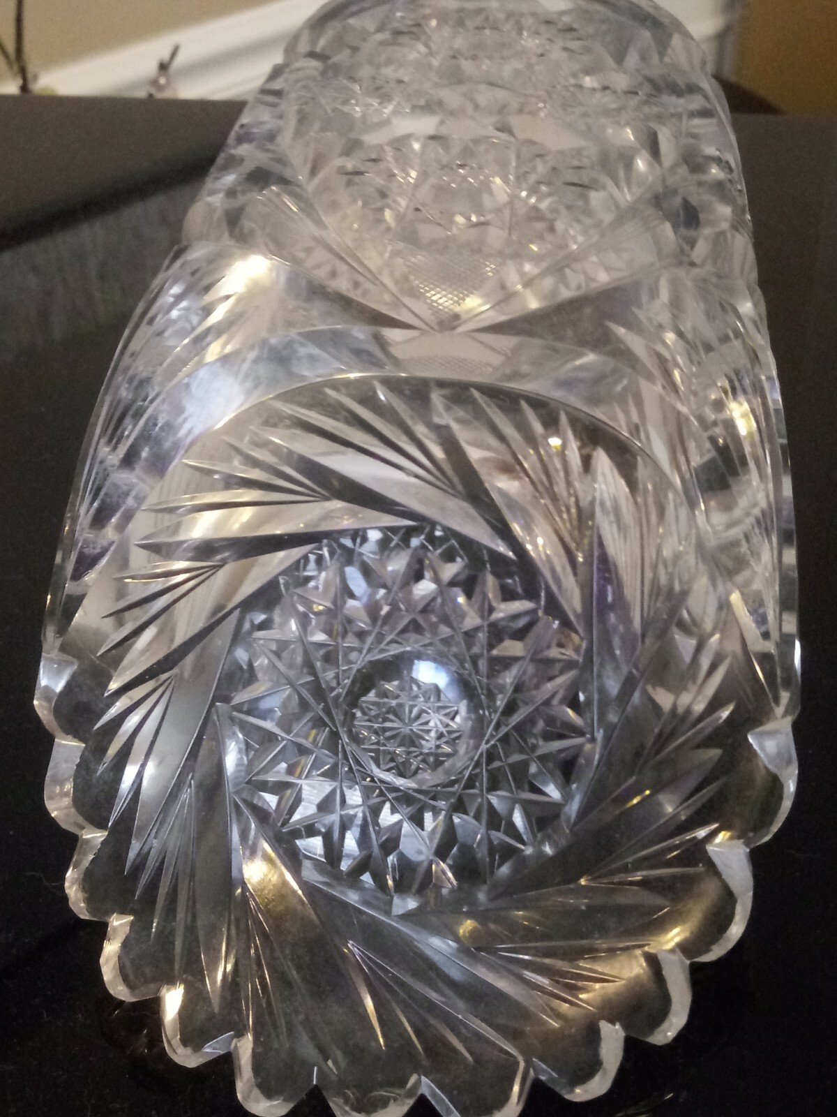 Vintage Crystal Brilliant Cut Clear Sawtooth Dish trinket relish candy ...