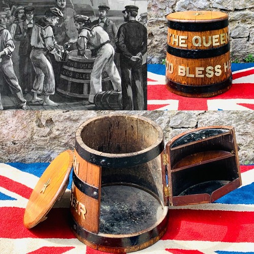 Amazing Genuine Victorian Royal Navy Rum Ration Grog Tub or Barrel (c ...