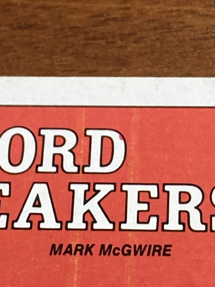 1988 Topps Error Card Mark McGwire 87 Record Breakers #3 Magenta ...