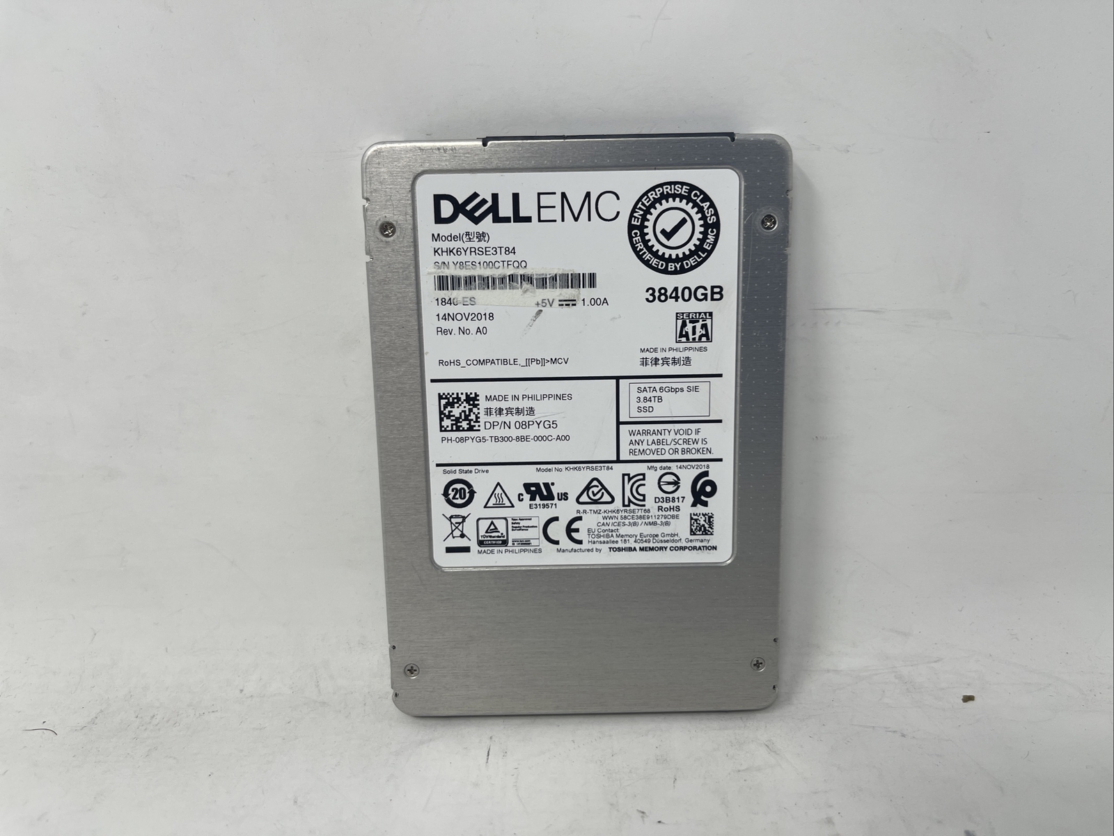 Dell 3.84TB 6Gbps SATA RI TLC 2.5 SSD KHK6YRSE3T84 (8PYG5) | eBay
