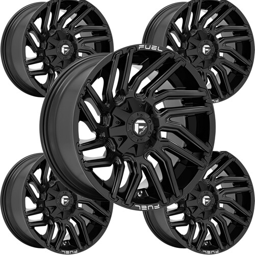 (5) Fuel D776 Typhoon 22x10 5x4.5"/5x5" -18mm Gloss Black Wheels Rims ...