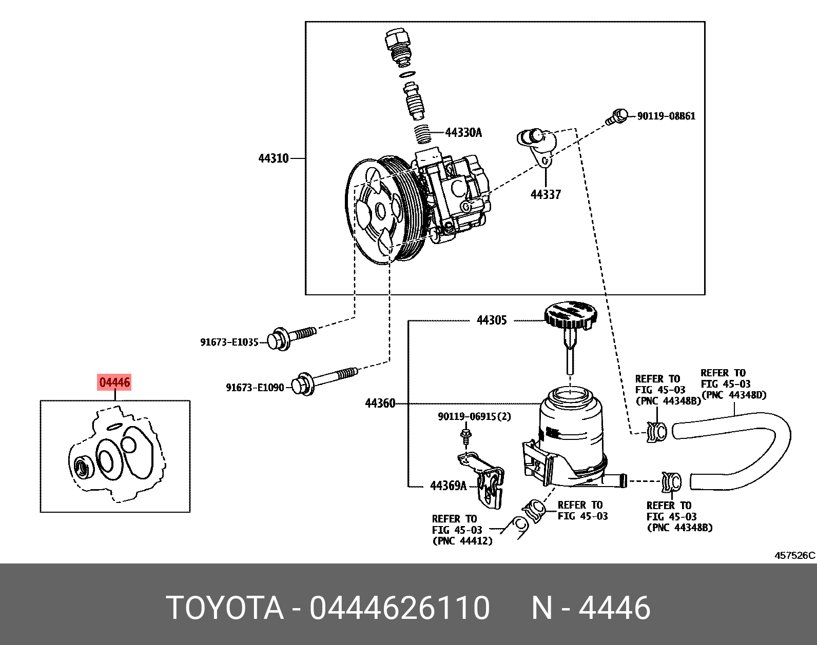 Genuine OE power steering repair kit, 0444626110 for TOYOTA 04446-26110 ...