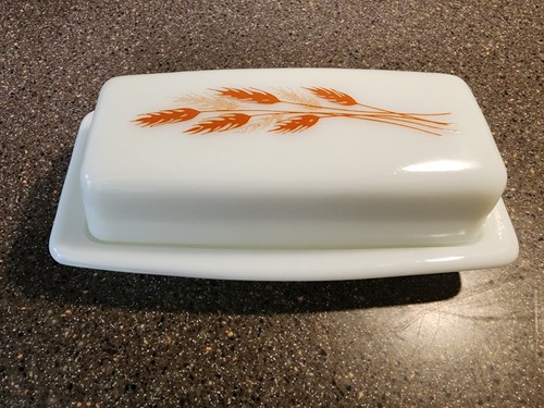 Vintage PYREX Autumn Harvest Wheat Butter Dish and Lid | eBay