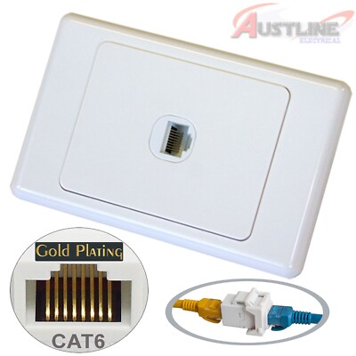 RJ45 Cat6 1Port Clipsal Style Wall Plate Network LAN coupler Jack ...