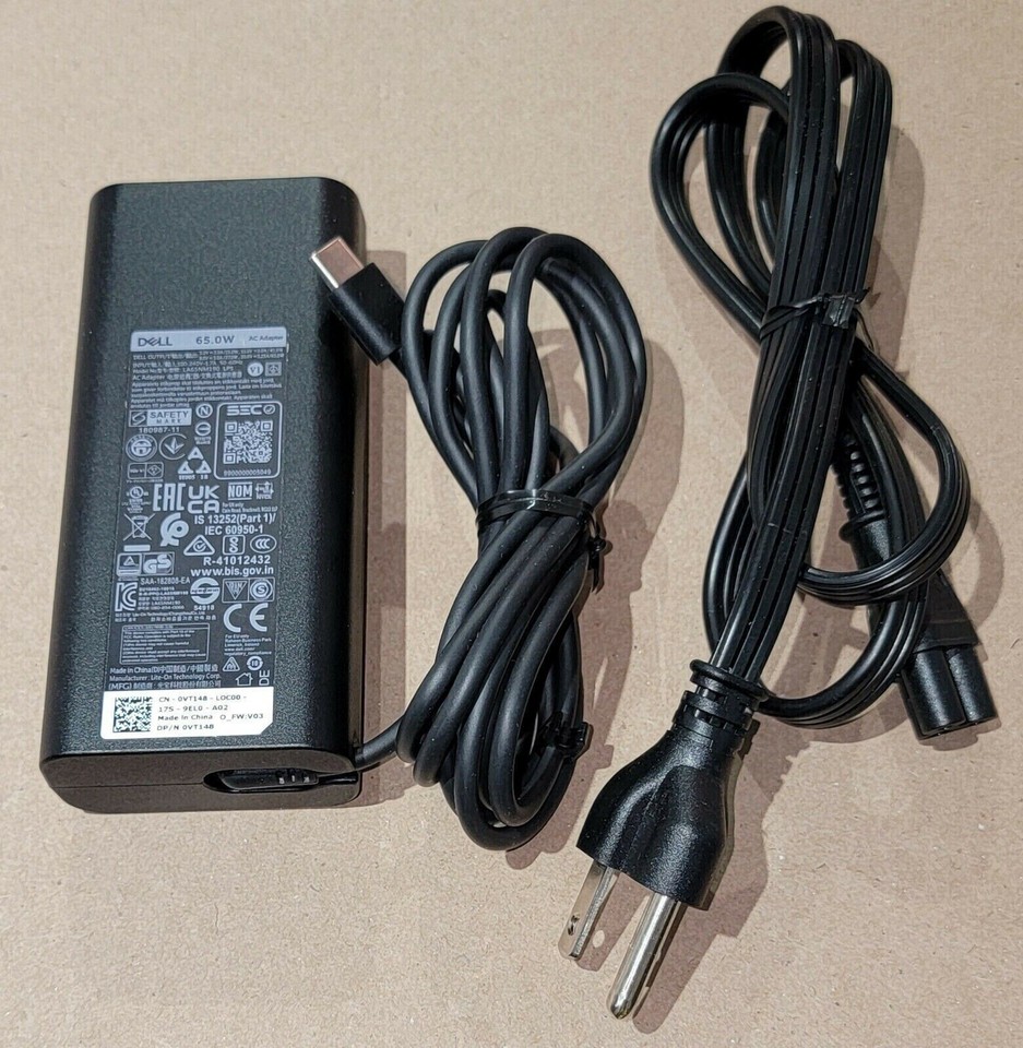 GENUINE OEM DELL 65W USB-C CHARGER / AC ADAPTER 0VT148 / 0WMDHR ...