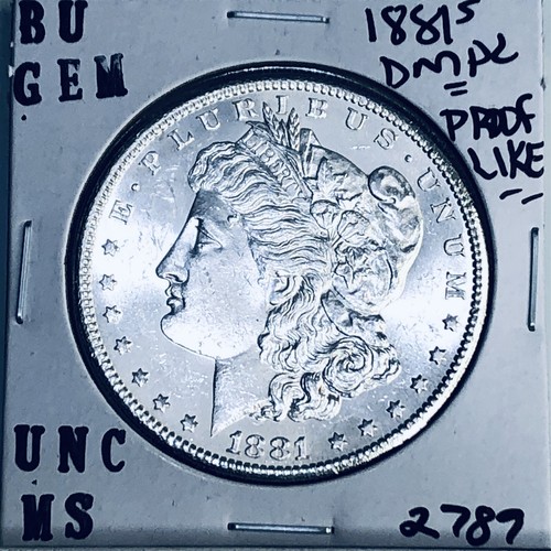 1881 S BU GEM MORGAN SILVER DOLLAR UNC MS+++ U.S. MINT RARE COIN 2789 ...