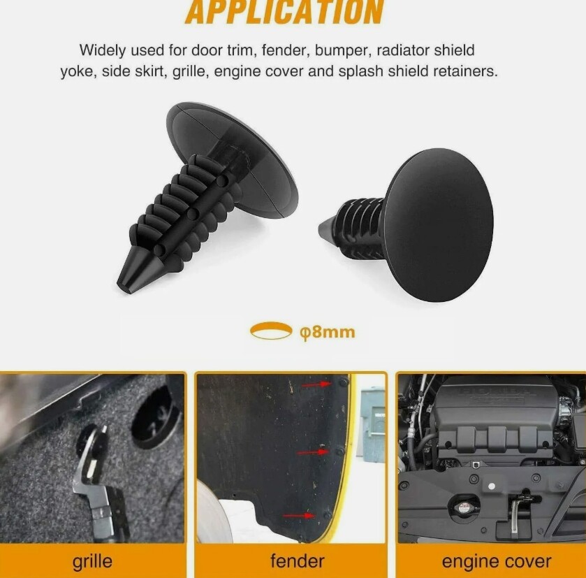 100X Car Trim Body Clips Kit Rivets Retainer Auto Panel Bumper Plastic ...