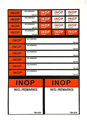 Sticker Sheet AIRBUS INOP inoperative unserviceable tag for pilots ...