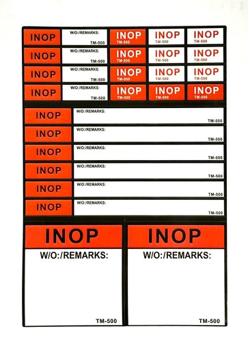 Sticker Sheet AIRBUS INOP inoperative unserviceable tag for pilots ...