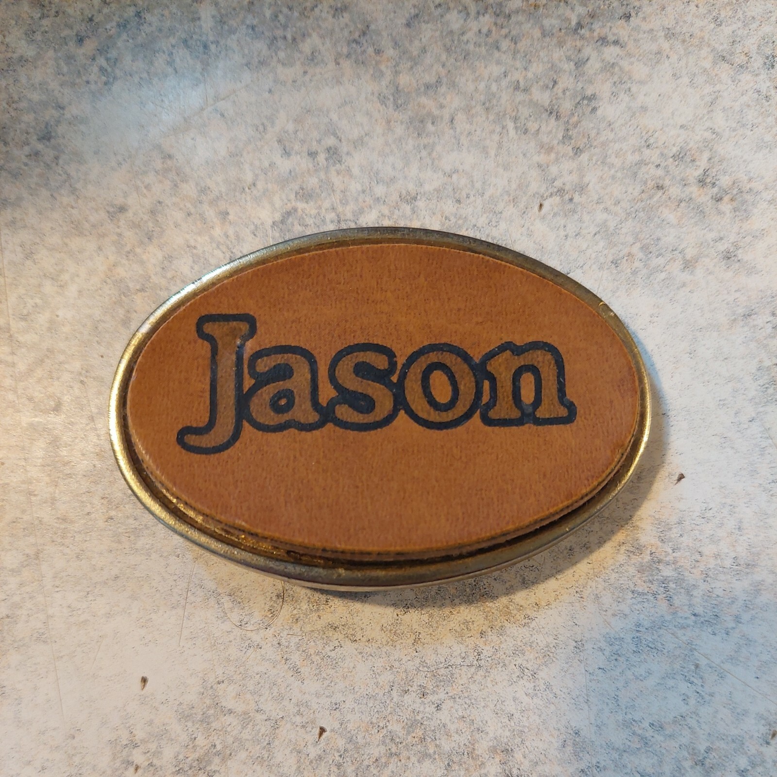 Vintage Jason name metal & leather Belt Buckle By Oden - Made In USA | eBay