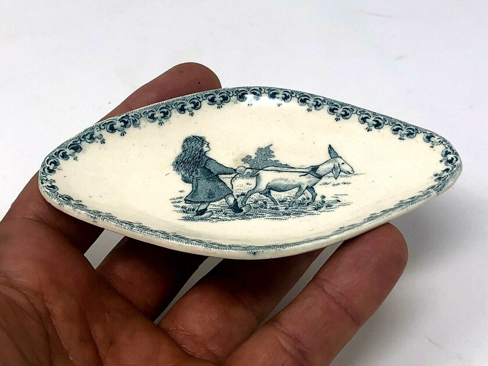 St Amand Nord Hamage Faience Young Girl & Sheep & Toy & Platter ...
