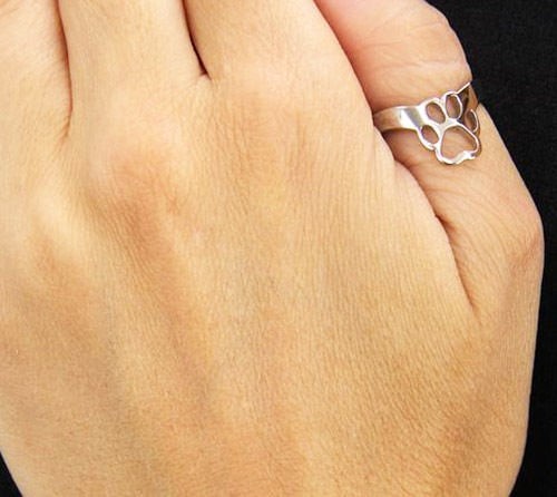 Paw Print Thumb Ring Stainless Steel Dog Cat Silver | eBay
