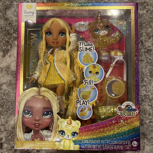 Rainbow High SUNNY MADISON Shimmer Doll w/Pet and Glitter Slime Kit ...