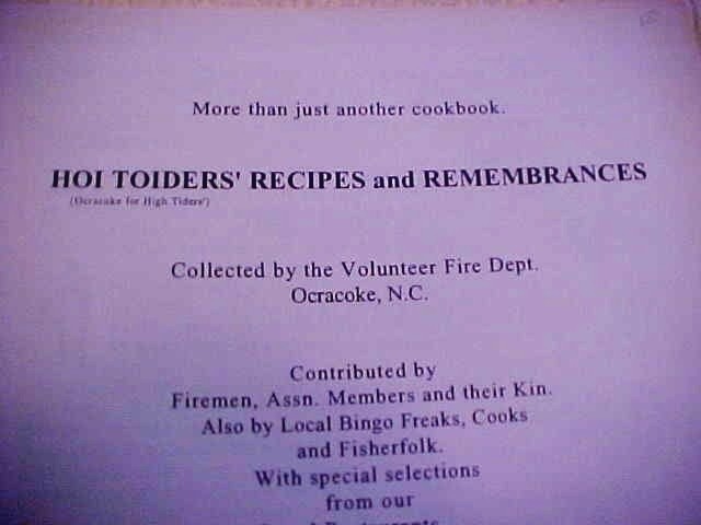 Hoi Toiders' Recipes and Remembrances Cookbook Ocracoke NC Fire Dept | eBay