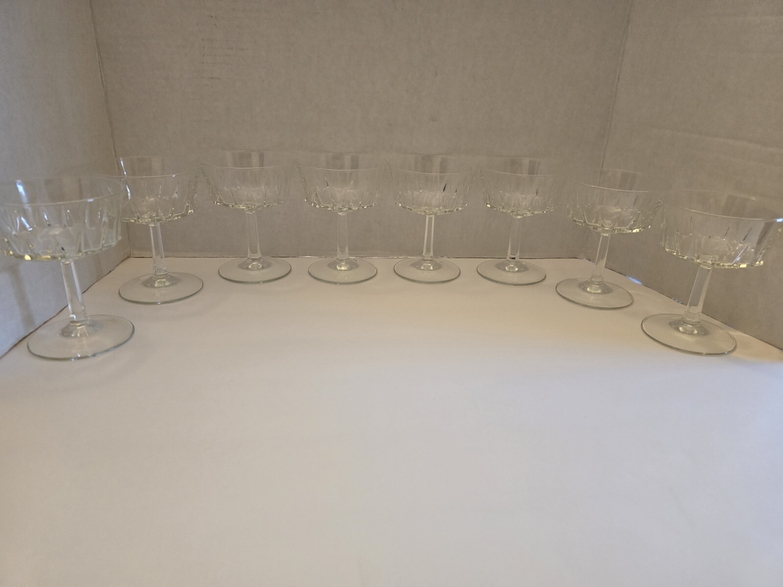 Vintage Clear Sherbet Champagne Glasses Hexagonal Stem Made In France ...