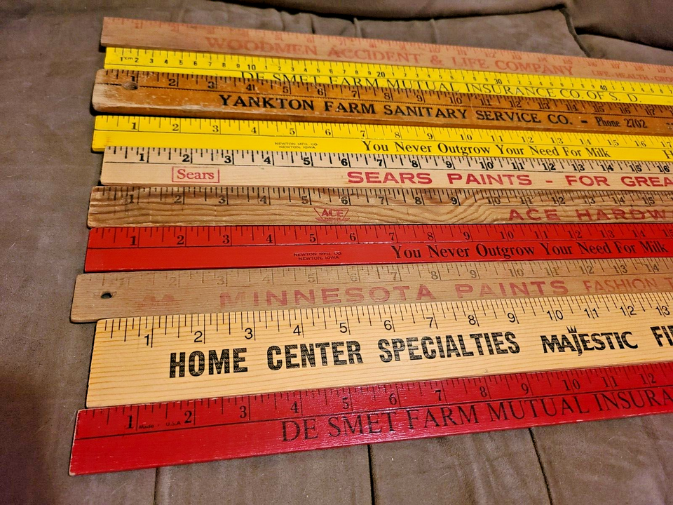 Vintage Lot of 10 Wooden Advertising Yardsticks Rulers | eBay