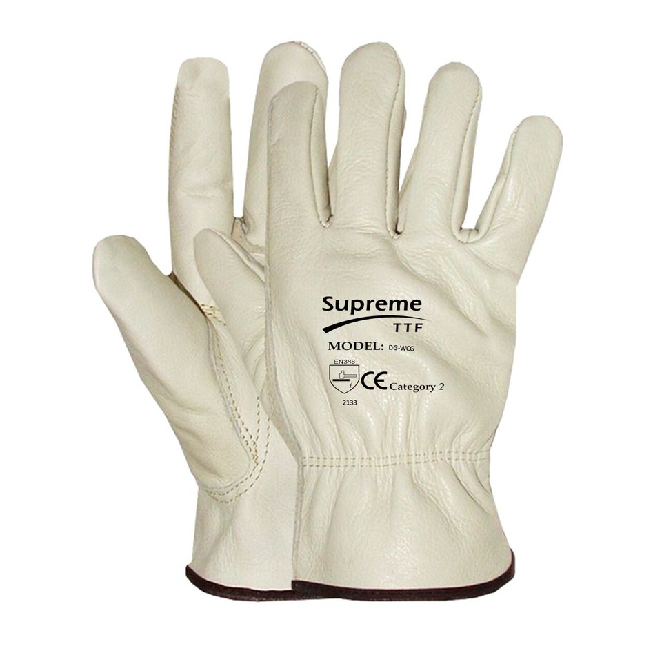 10 X Premium Leather Yellow Driver Gloves Fleece Lined Lorry Driving ...