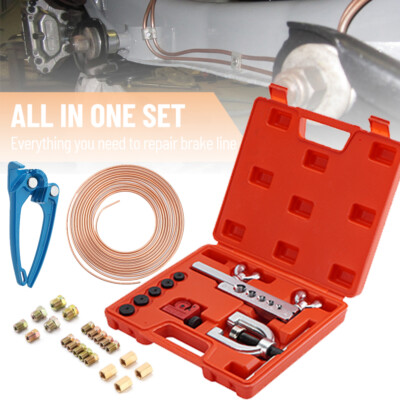 Copper Coated Brake Line 3/16 25FT & Flaring Tool + 20 Nuts Fittings ...