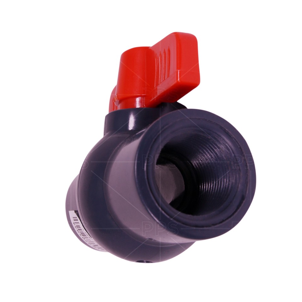 1/2 - 4 in. Gray Plastic Red T-Handle Threaded FIP PVC Ball Valve Ideal ...