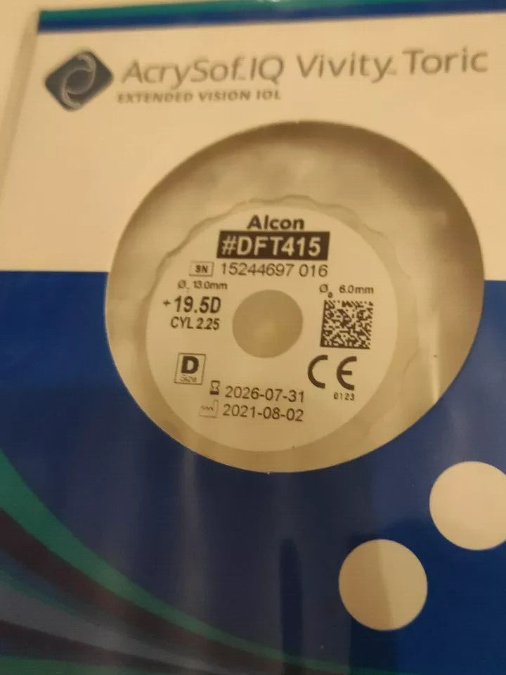 Alcon Extended #DFT415 +19.5D 13mm CYL 2.25 Toriq IOL Acrysof Vivity ...