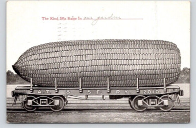 POSTCARD EXAGGERATED AN EAR OF CORN ON RAILROAD CAR - 1912 | eBay