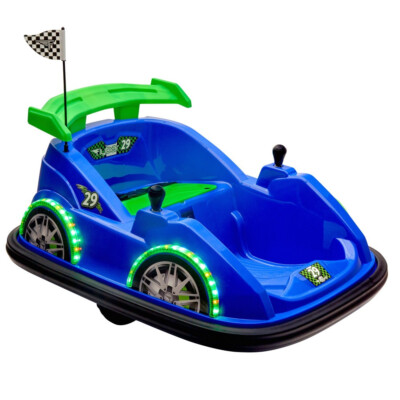 Flybar 6V Racer Bumper Car in Blue! with Flashing LED Lights & Charge ...