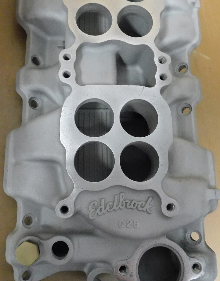 Edelbrock 5425 C26 SB Chevy Dual Quad Intake, Dual Plane, AFB Flg, Oil ...