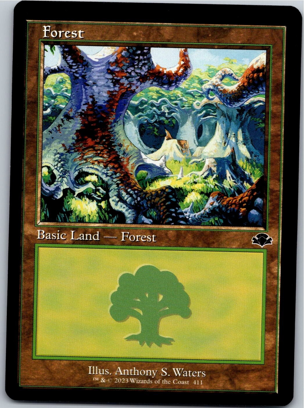 Magic the Gathering Forest #411 Retro Frame Dominaria Remastered x1 MTG ...