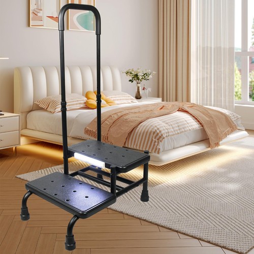 2- Step Stool with Handle for Elderly, Heavy Duty Bed Steps for High ...