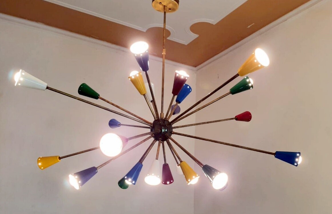 Mid Century Brass sputnik Lights 6 type of color 24 Arms Décor sputnik ...