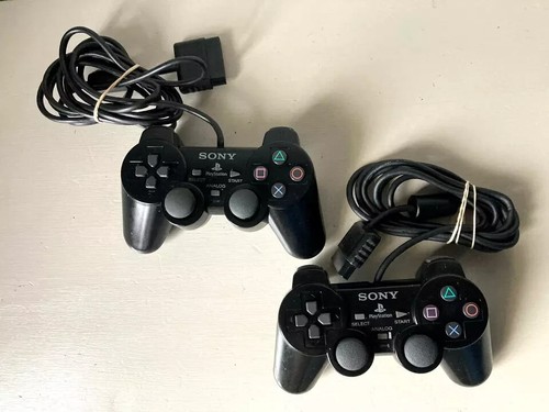 2x Official Sony DualShock Playstation 2 PS2 Controller Black + NEW ...