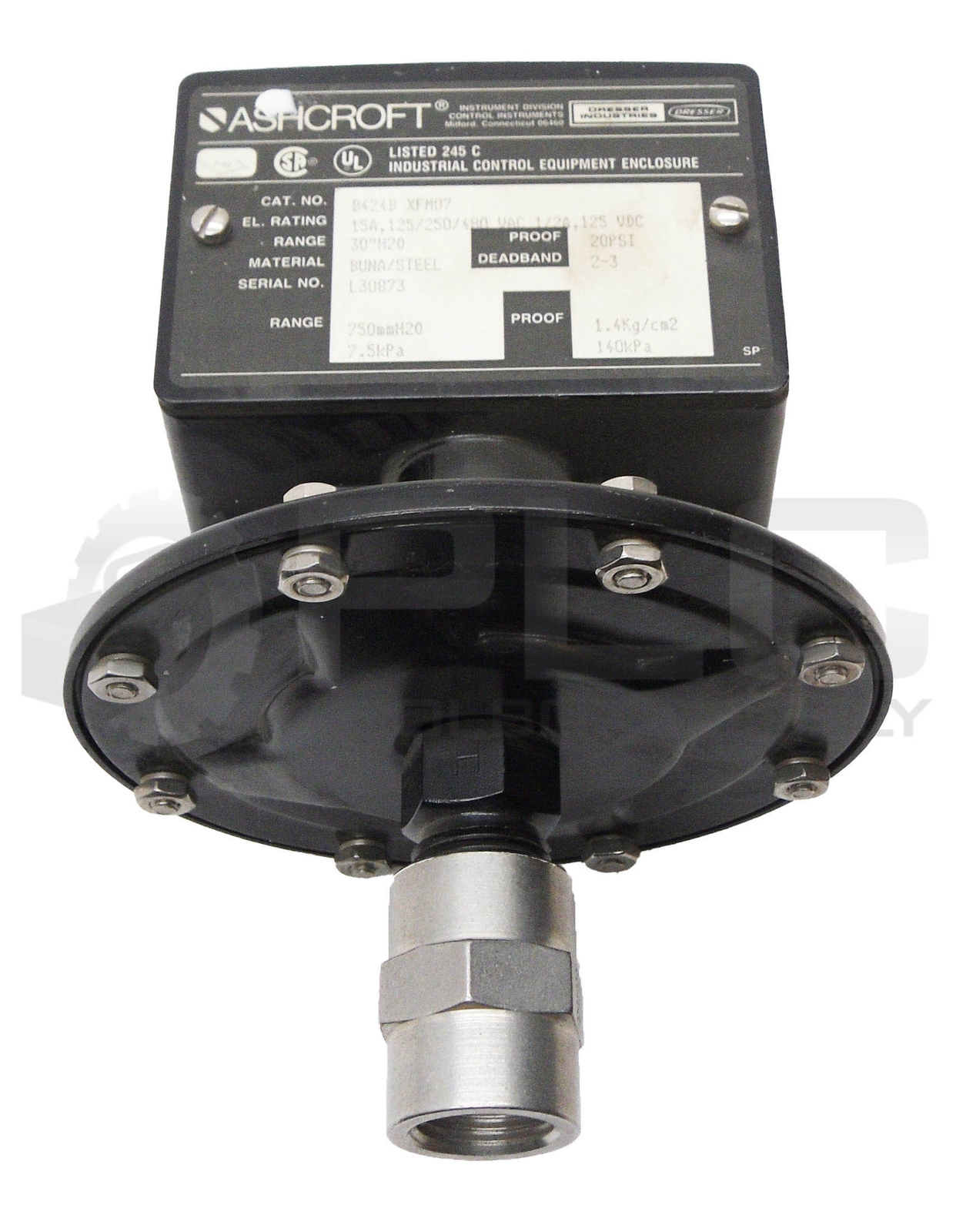 NEW ASHCROFT B424B XFM07 PRESSURE SWITCH 15A 480VAC 125VDC 20PSI *READ ...