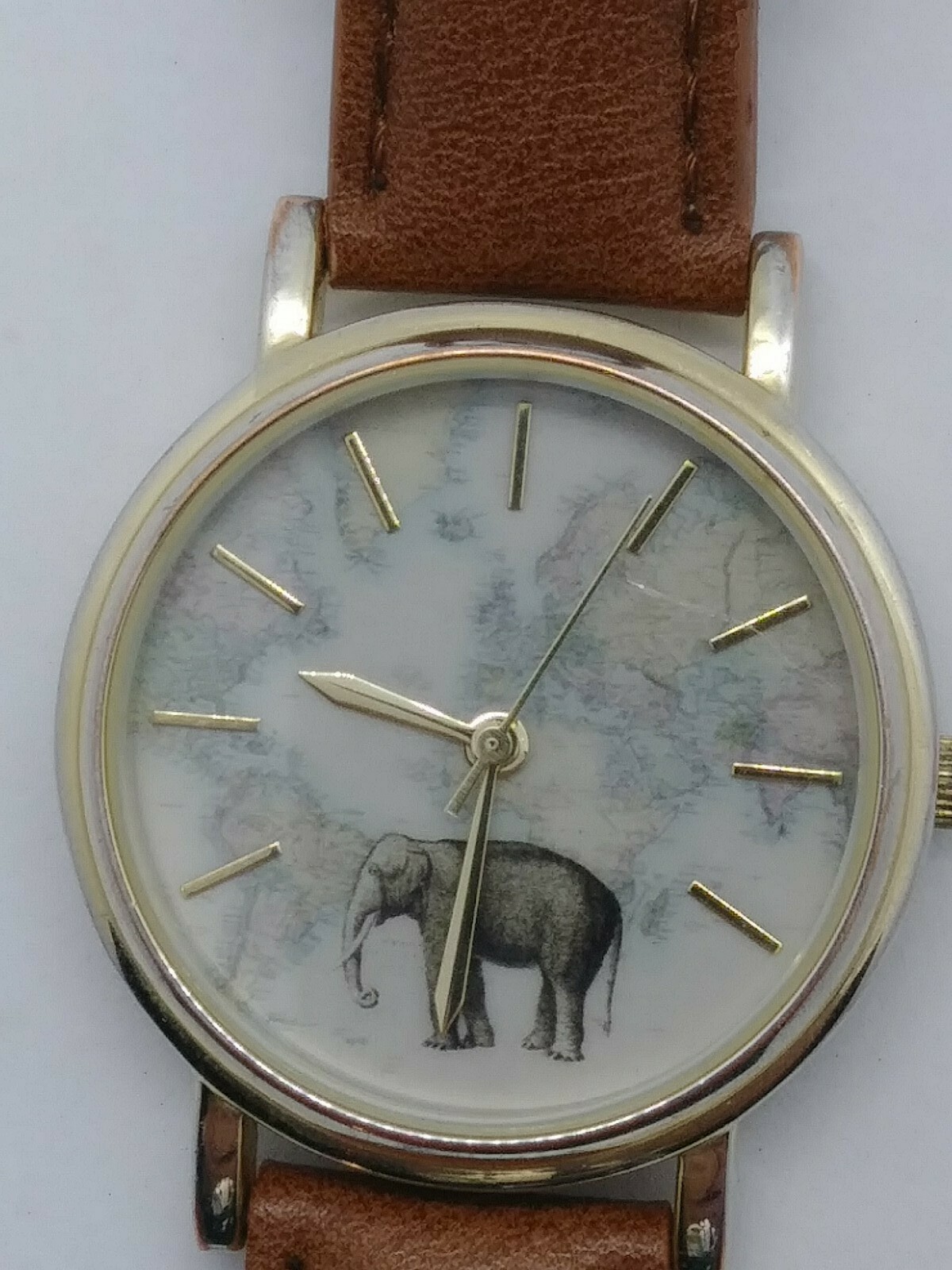 Francescas Collections Watch with Elephant Atlas Brown leather watch ...