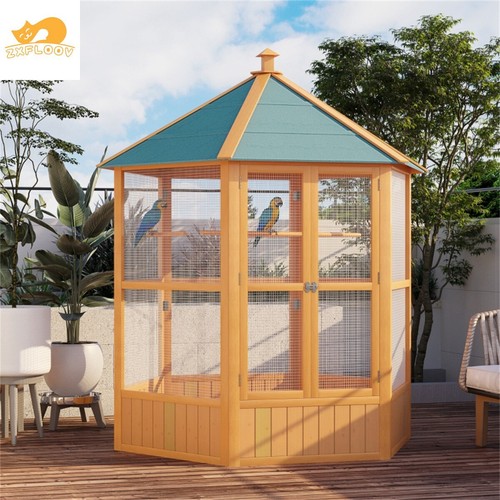 Hexagonal Outdoor Bird Cage Durable Fir Wood Aviary with Easy Access | eBay