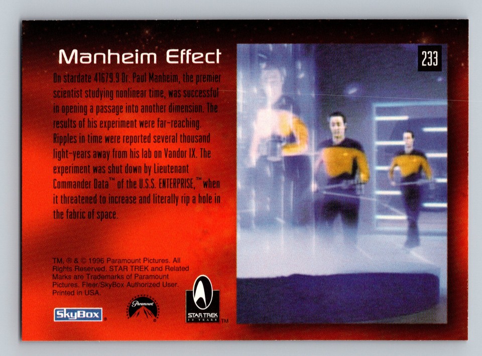 30 Years of Star Trek Reflections Phase Three #233 Manheim Effect Card ...