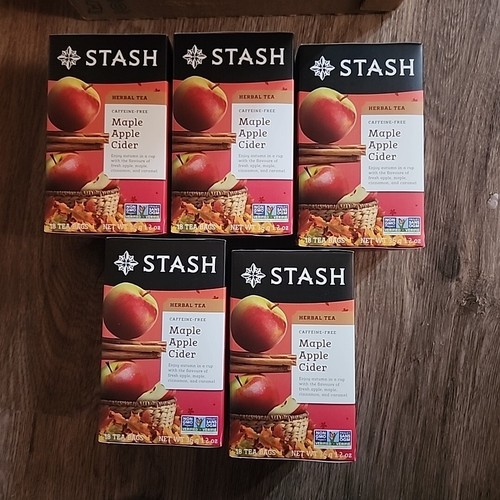 X 5 Stash Maple Apple Cider Herbal Tea 18 Bags Caffeine Free Exp 08/ ...
