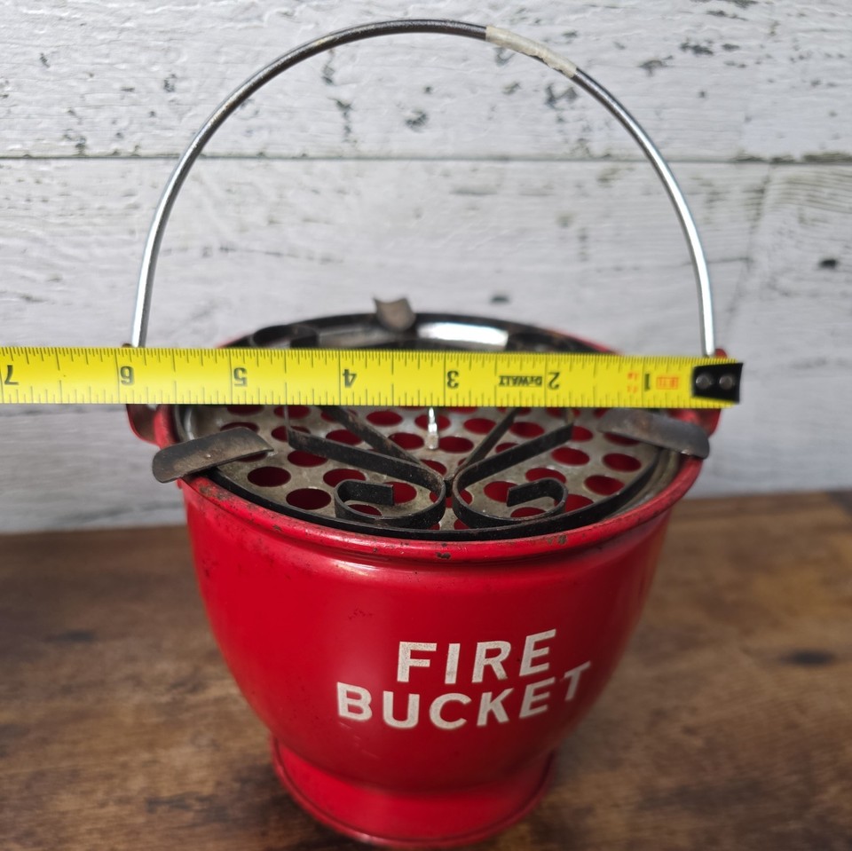 Shields Japan Red Metal Ashtray "Fire Bucket" Pail Red Painted Vintage ...