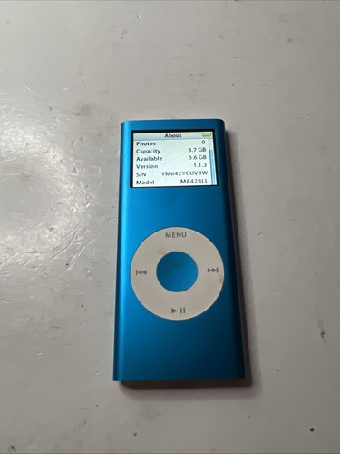 Apple iPod Nano A1199 4 GB 2nd Generation Blue (MA428LL/A) Tested And ...
