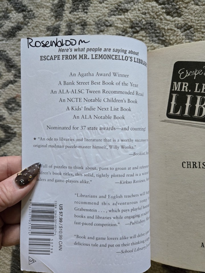 Escape from Mr. Lemoncello's Library Chapter book | eBay