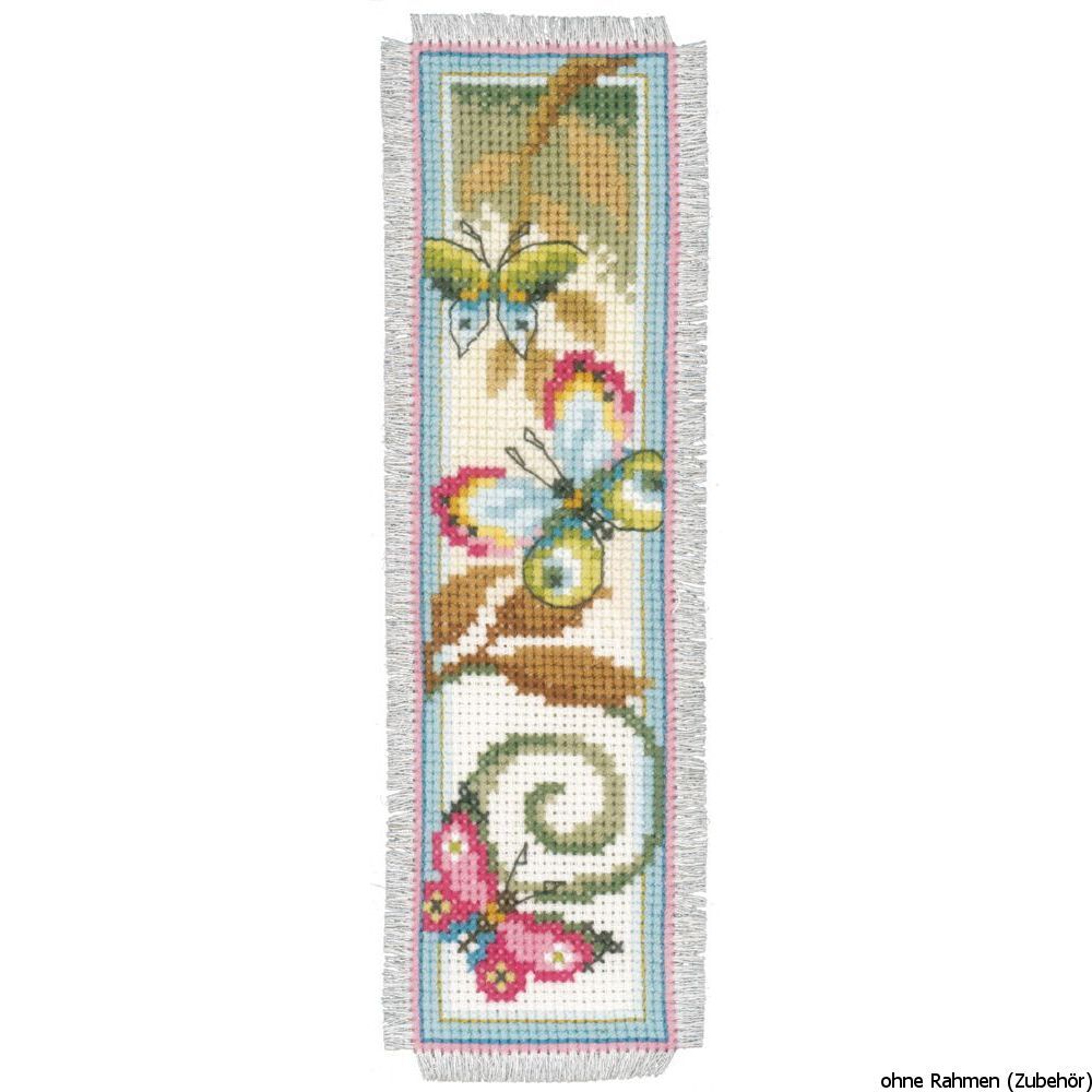 Vervaco Bookmark counted cross stitch kit Deco butterflies kit of 2 ...