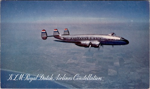 Postcard KLM Royal Dutch Airlines Aerial View Lockheed Constellation In ...