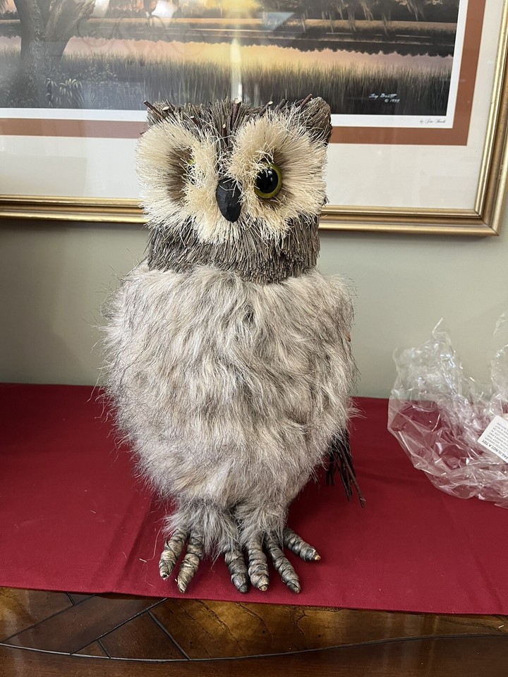 GRANDIN ROAD FRONTGATE LARGE 17" WOODLAND OWL FALL HALLOWEEN Sisal ...