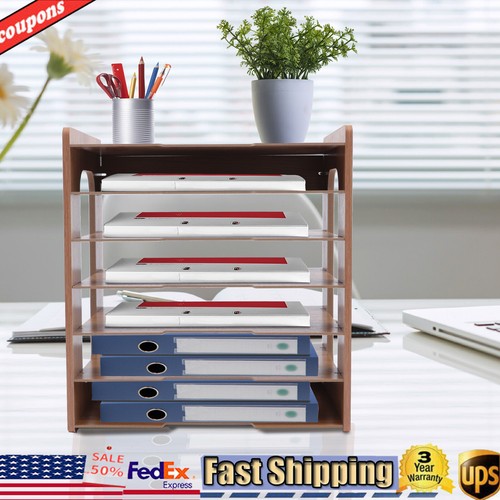 7-Tier Wood Desktop Organizer for Office & Home Document Storage | eBay