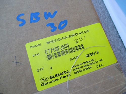 2012-15 Subaru Impreza Wagon 5dr OEM Rear Bumper Applique Protector ...