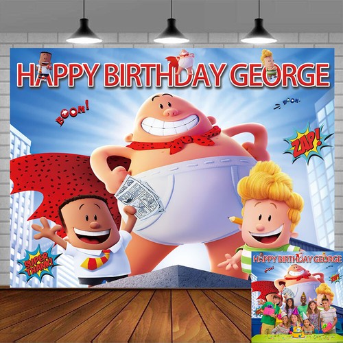 Super Hero Captain Underpants Personalised Custom Banner Backdrop Party ...