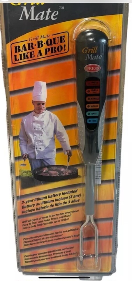 GRILL MATE DIGITAL CHEF'S BARBEQUE MEAT THERMOMETER FORK Works New ...