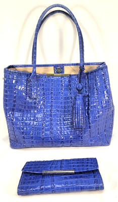 Brahmin Indigo Croc Bag And Wallet Set | eBay