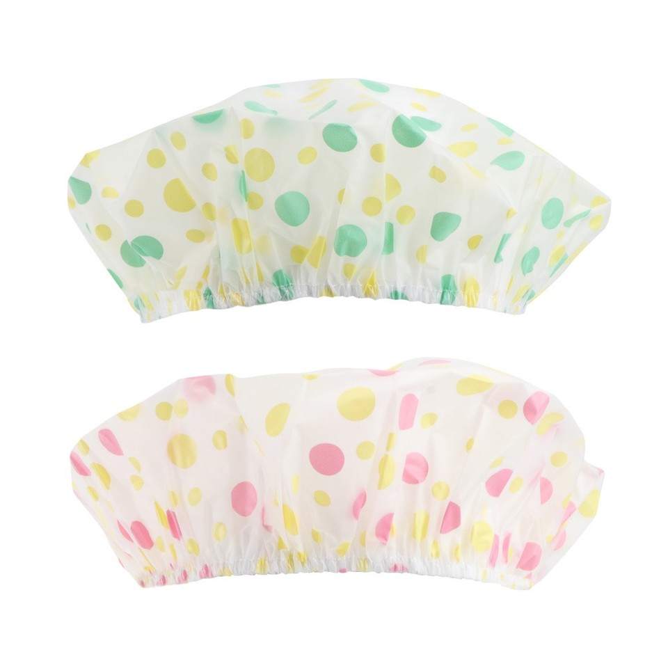 2pcs Waterproof Shower Bath Hat Hair Cover Bathing for Women Bathroom ...